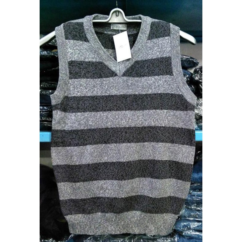 Jual Sweater Rompi V Neck Kerah V Wanita Warna Abu-Abu Garis - 8622070 ...