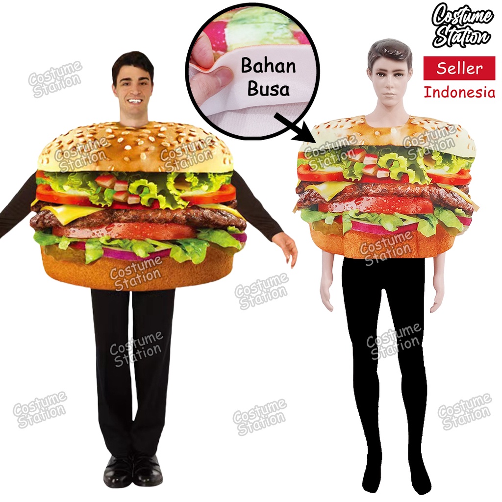 Jual Kostum Burger Mascot / Costume Maskot Onesie Roti Makanan ...