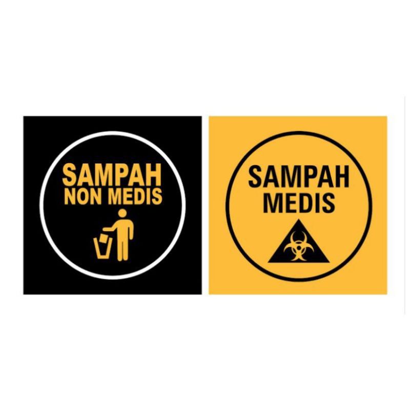 Jual Stiker tulisan sampah medis stiker sampah nonmedis stiker sign ...