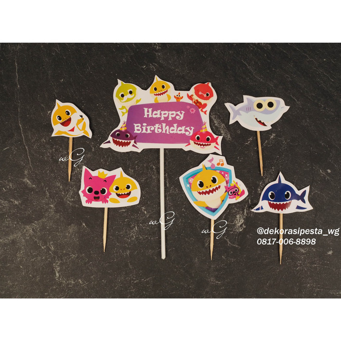 Jual Topper Cake / Hiasan Kue - Happy Birthday - Art Paper - Fauna Hiu ...