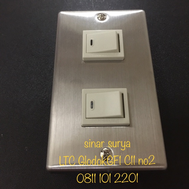 Jual saklar seri cover stainless panasonic set inbow | Shopee Indonesia