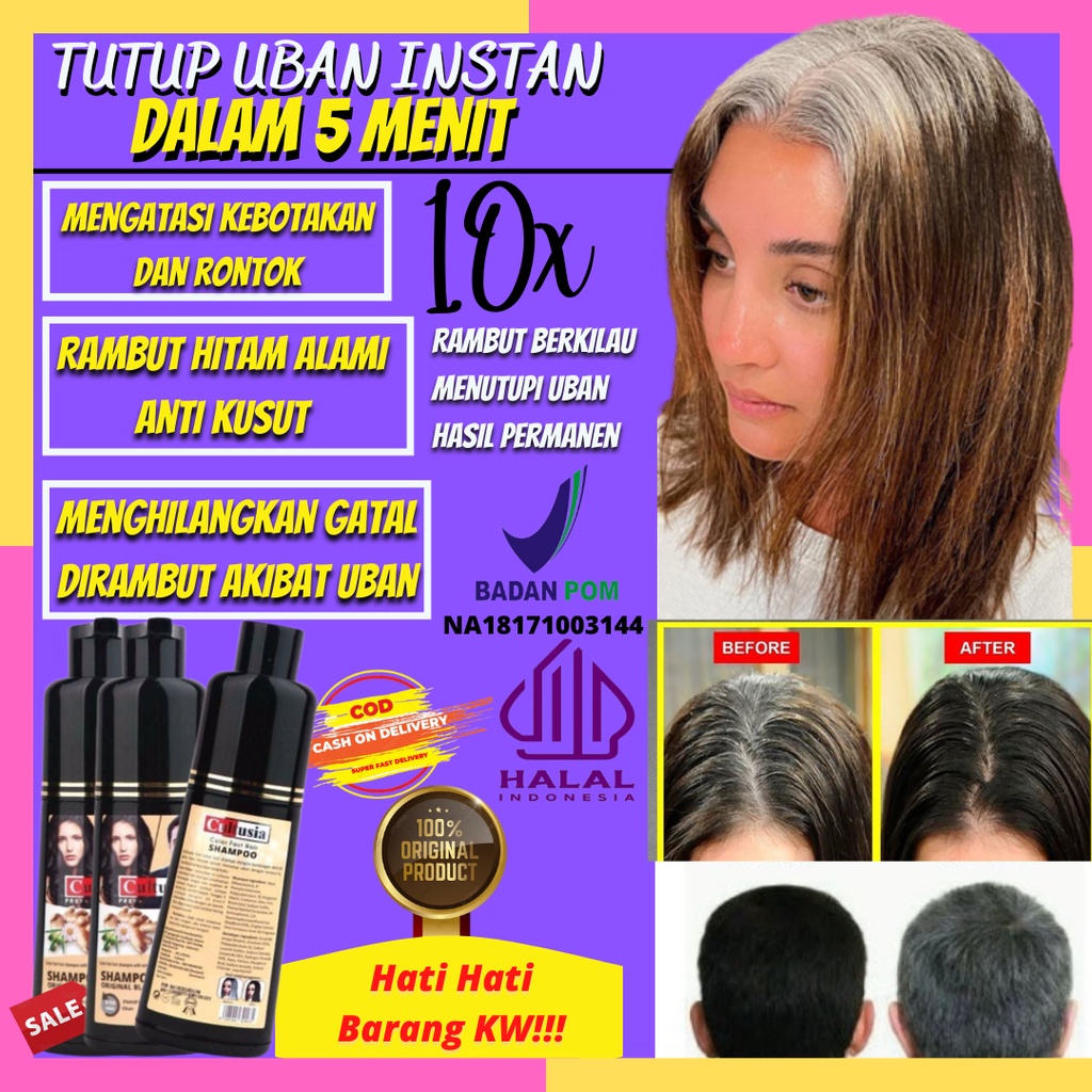 Jual CULTUSIA SHAMPOO PENGHITAM RAMBUT UBAN SHAMPO PENGHILANG UBAN ...