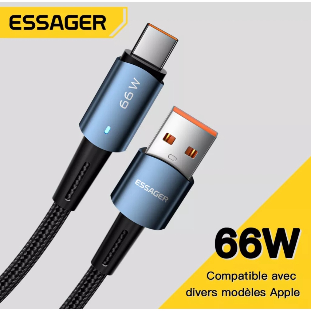 Jual ESSAGER FAST CHARGING 66W USB TYPE C DATA CABLE 1M ORIGINAL ...
