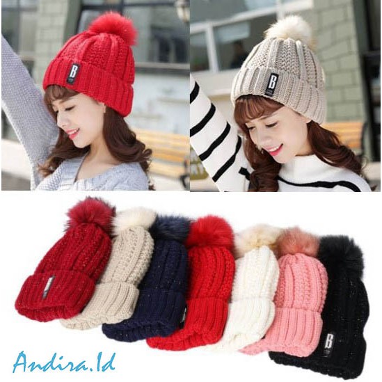 Jual Topi Kupluk Rajut Hangat Wanita Import untuk Winter / Topi Musim ...