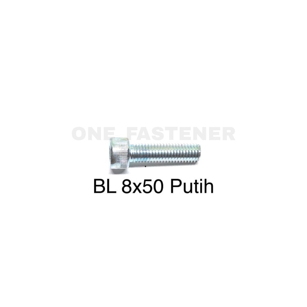 Jual Baut L M8x50 Putih L6 8mm 5cm 8x50 hex socket Heads cap screw 12 ...