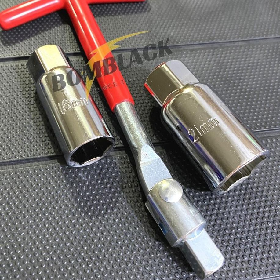 Jual ♟ Kunci Busi 8 inch 16mm dan 21mm 2 Mata Fleksibel Kunci T Mobil ...