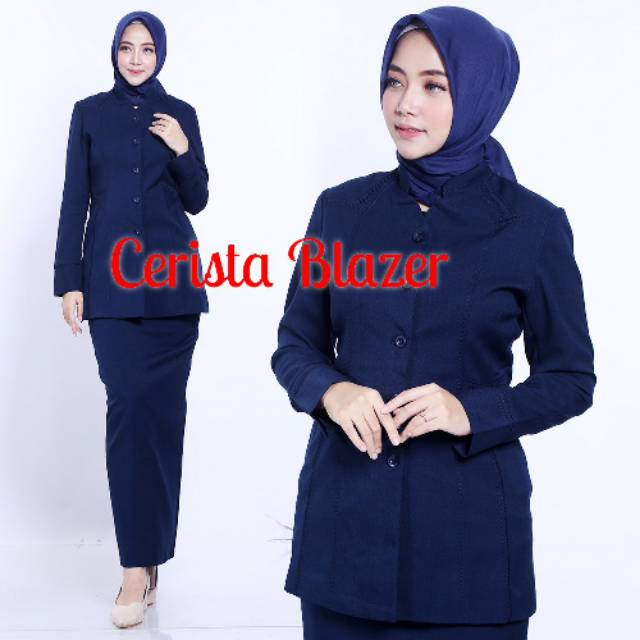 Jual Seragam Guru Biru Dongker set rok (263 & 270) | Shopee Indonesia