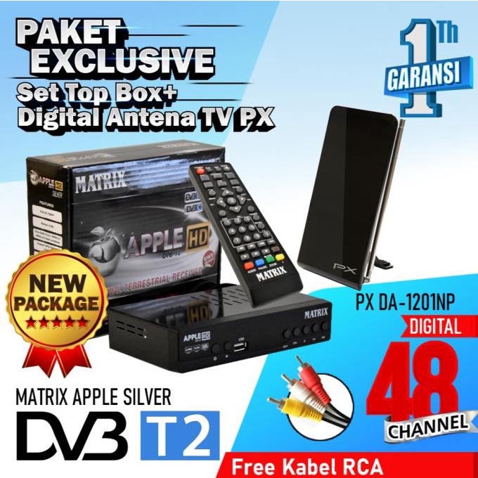 Jual Set Top Box Dvb T2 Matrix Garuda Apple Premium + Antena Digital Tv Px | Shopee Indonesia