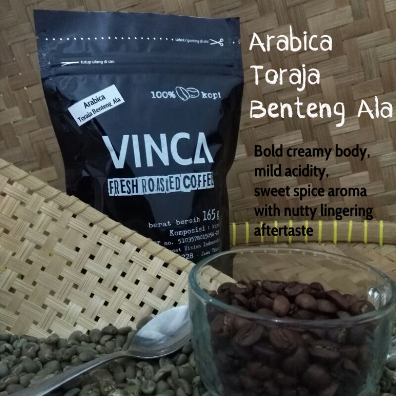 Jual Vinca kopi Arabica Toraja Benteng Ala 820 gram (level roasting sesuai pesanan) | Shopee ...