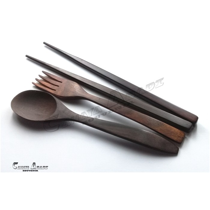 Jual Set Sendok Garpu Sumpit Kayu | Shopee Indonesia