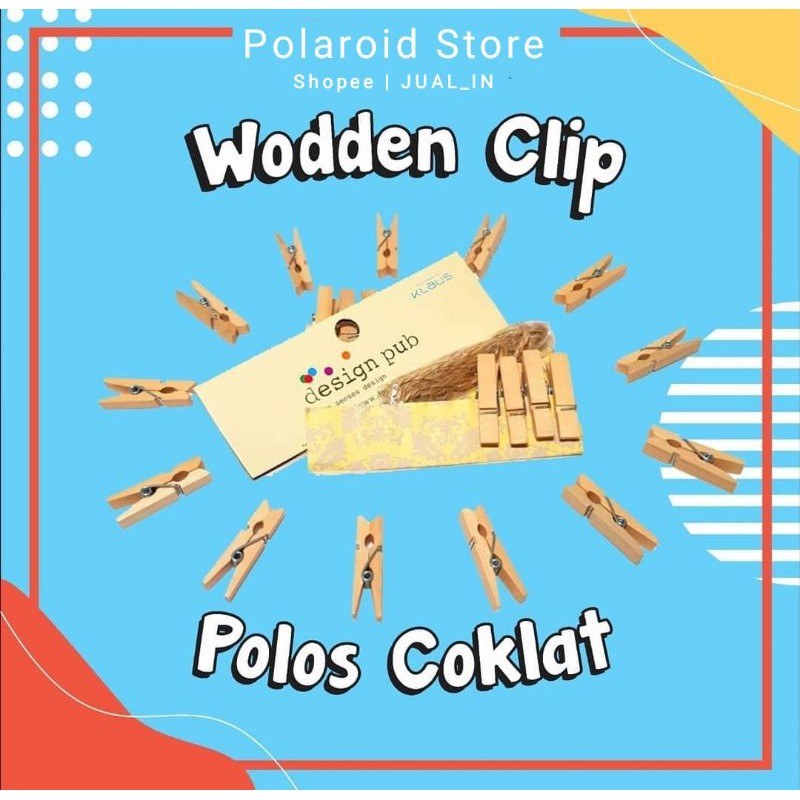 Jual Wooden clip 3.5 cm / jepit kayu / klip kayu Natural / jepit foto ...