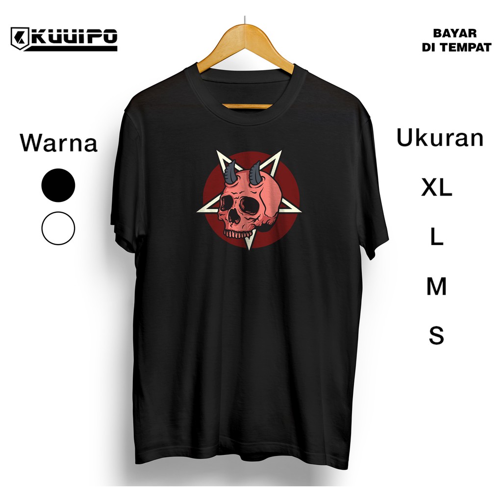 Jual KAOS PENTAGRAM SKULL / SIGIL SANTAU LUCIFER / HELL DEMON / IBLIS ...