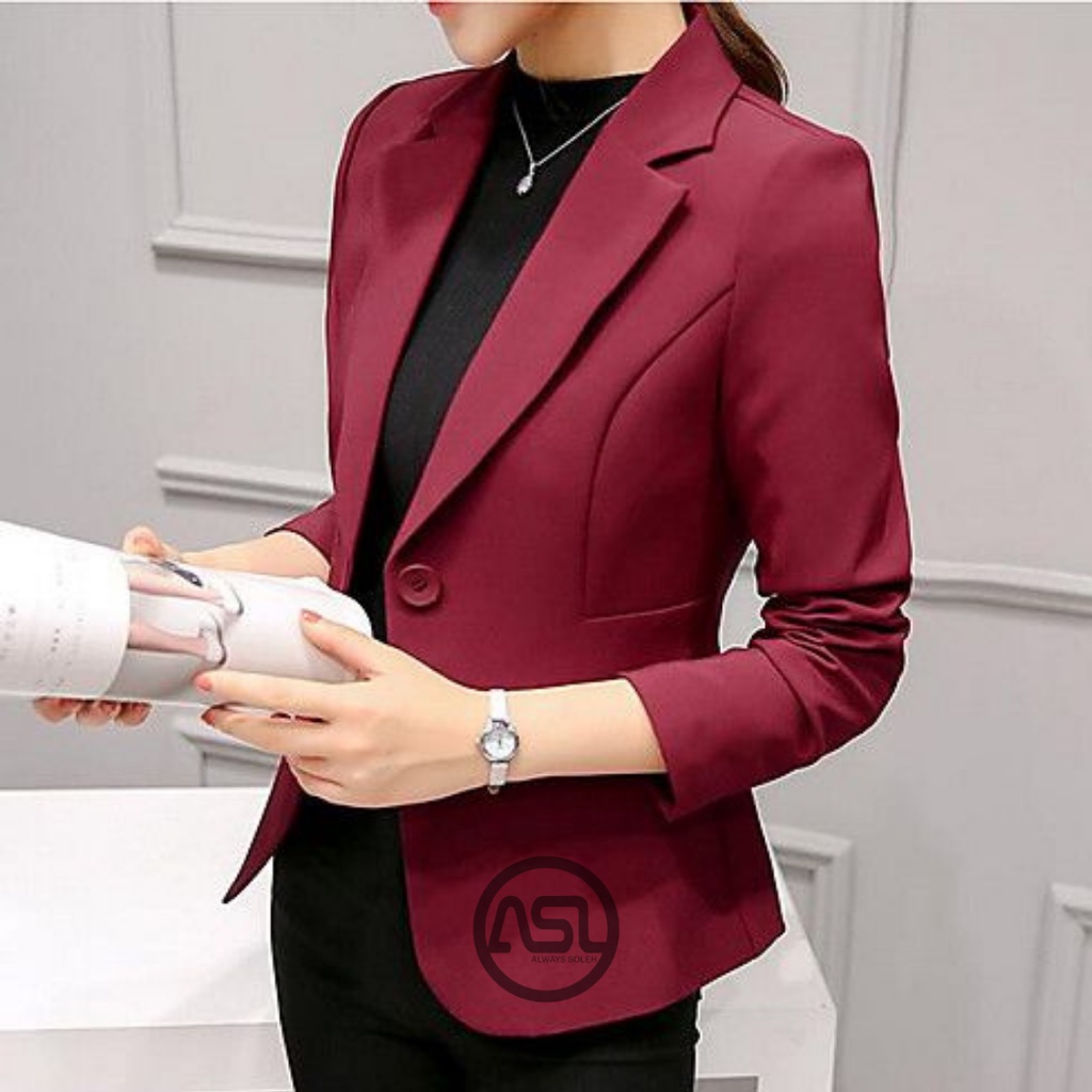 Jual Blazer Wanita Maroon / Jas Wanita / Blezer Wanita / Jas Kantor ...