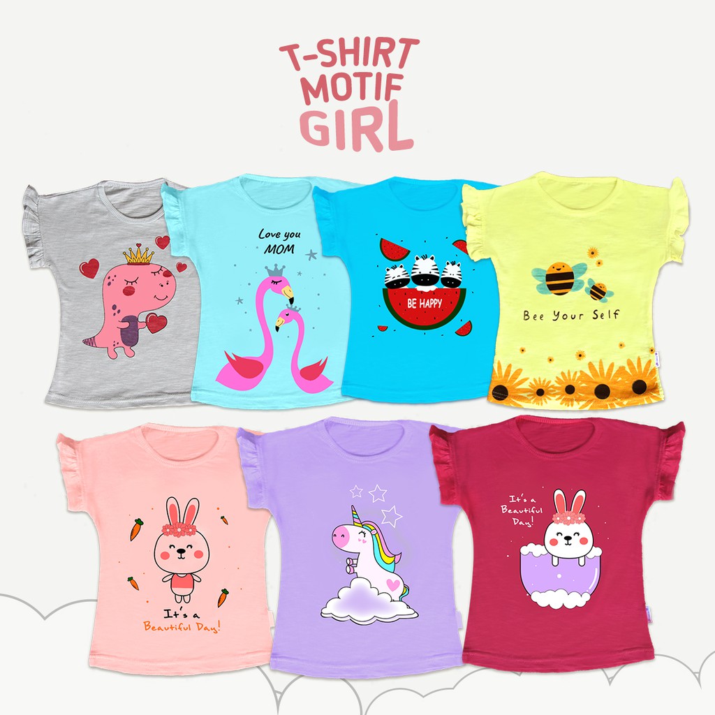 Jual JK LABELS - Tshirt Motif Girl (1 - 8 Tahun) | Shopee Indonesia