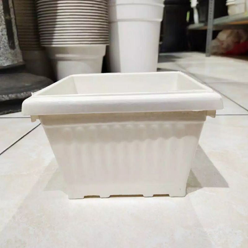 Jual pot tanaman segi empat 20 cm putih | Shopee Indonesia