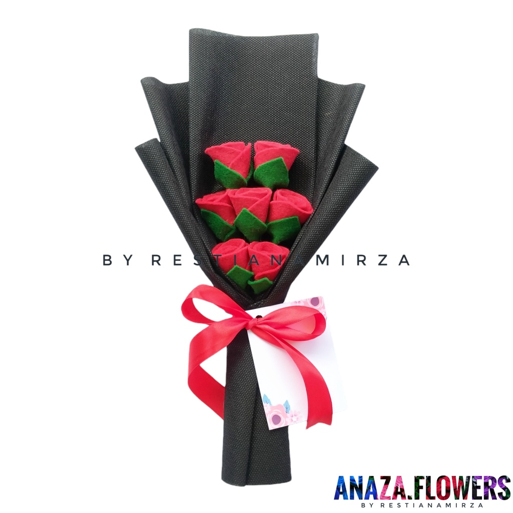 Jual Buket Wisuda 7 Tangkai Bunga Mawar Flanel Mini Bucket Bouquet ...