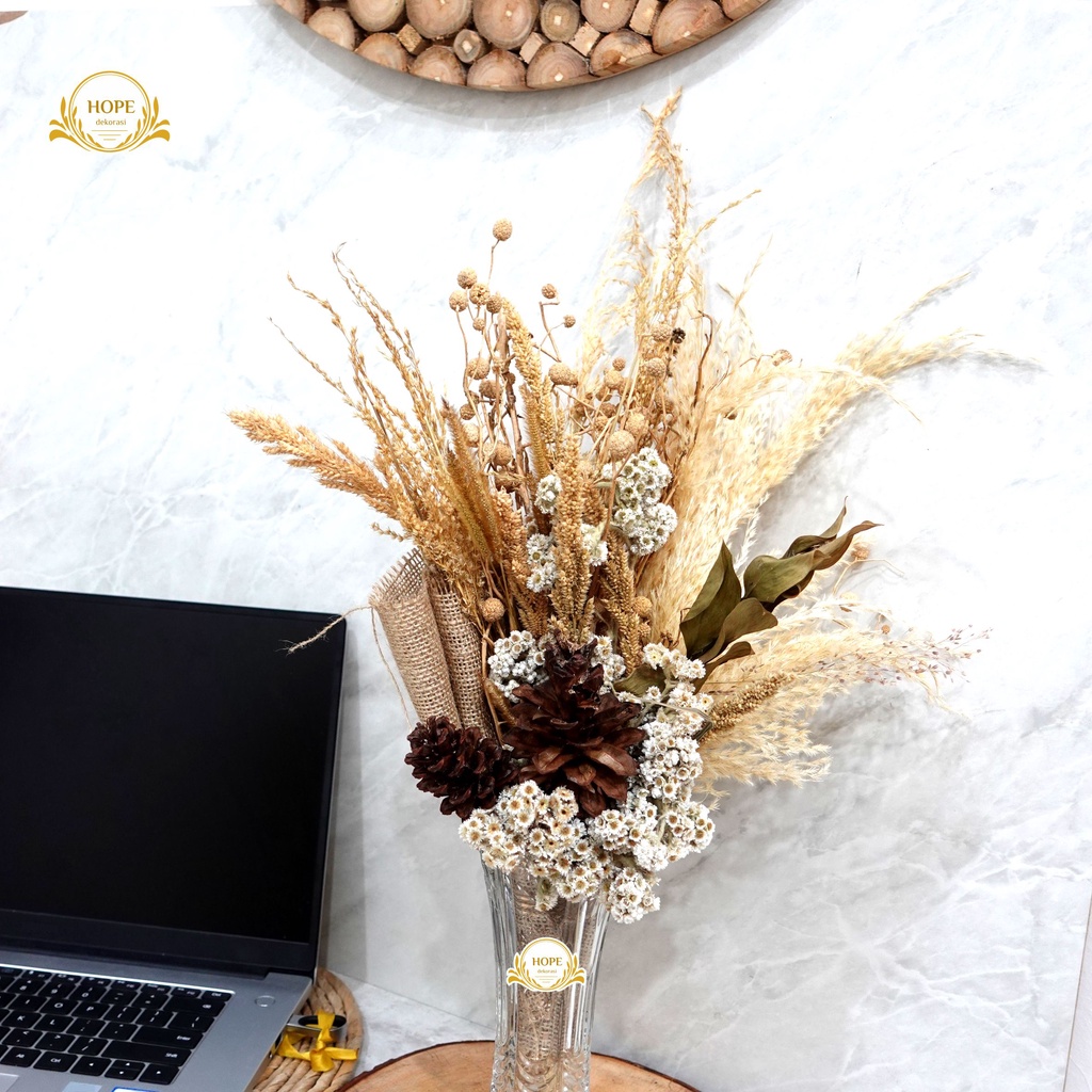 Jual Rangkai Buket Bunga Kering Cantik Aesthetic Murah Hiasan Meja Tamu ...