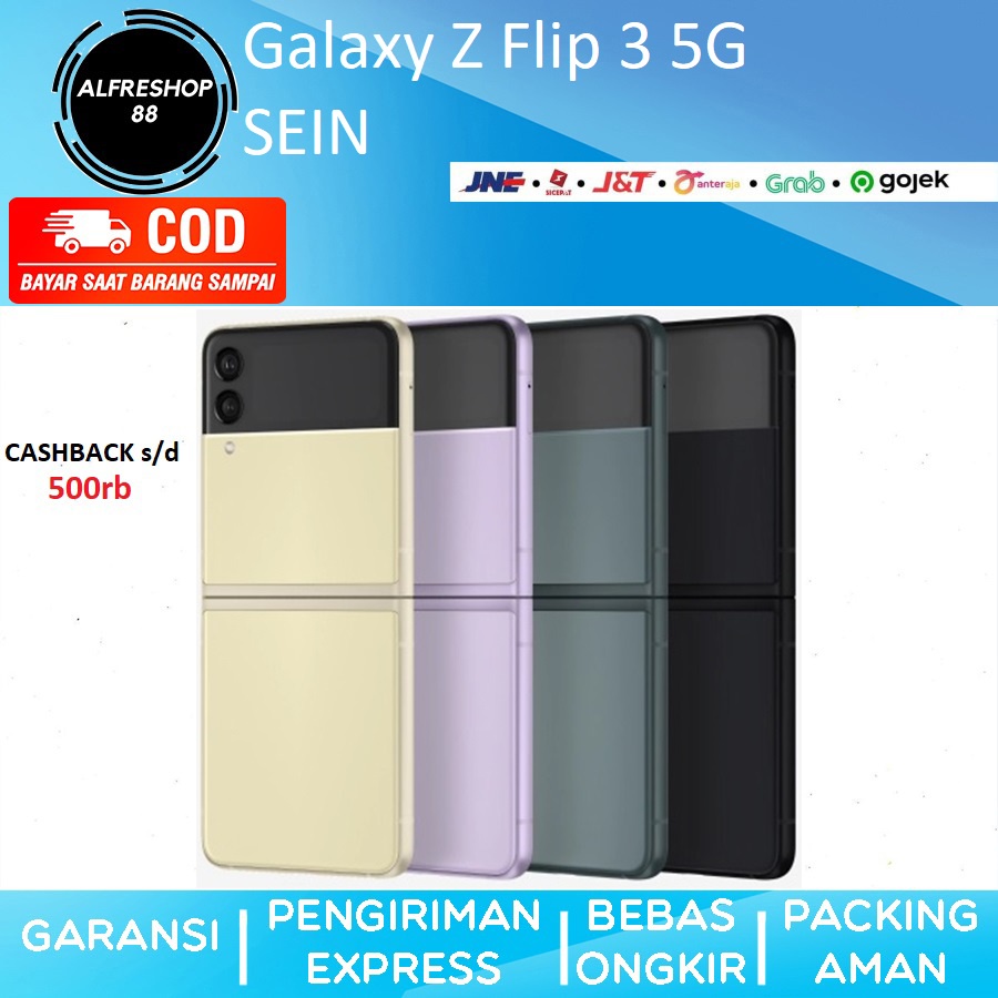 Jual Samsung Galaxy Z Flip 3 5G 128GB 256GB Cream Black Green Lavender ...
