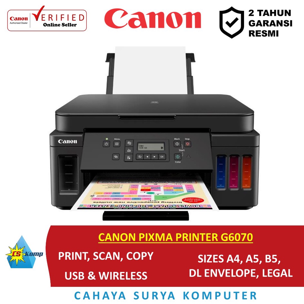 Jual CANON PIXMA PRINTER G6070 | Print | Scan | Copy | Wireless | USB ...