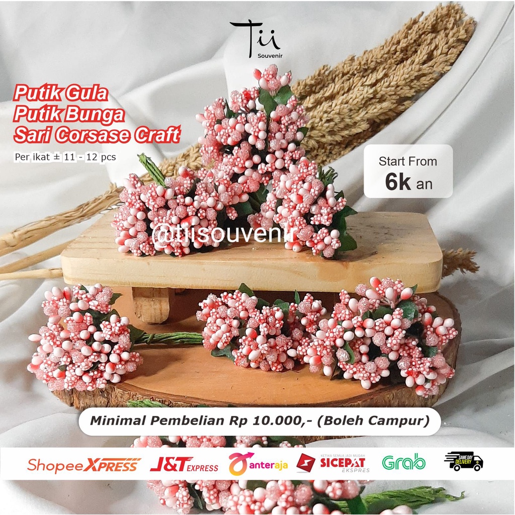 Jual Putik Gula Putik Bunga Sari Corsase Craft Per Ikat 12 pcs | Shopee ...