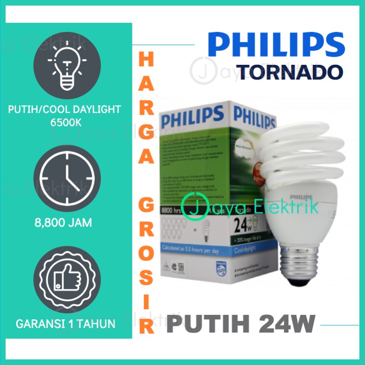 Jual Lampu Philips Tornado 24W 24 Watt W 24Watt Putih Cool Daylight Original - Lampu Spiral ...