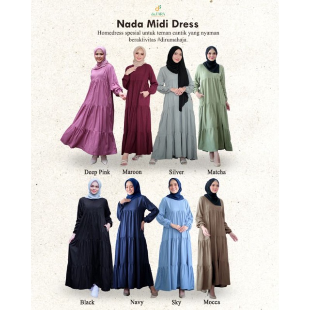 Jual Nada Midi Dress by deFARA, Midi Dress Premium, Midi Dress Warna ...