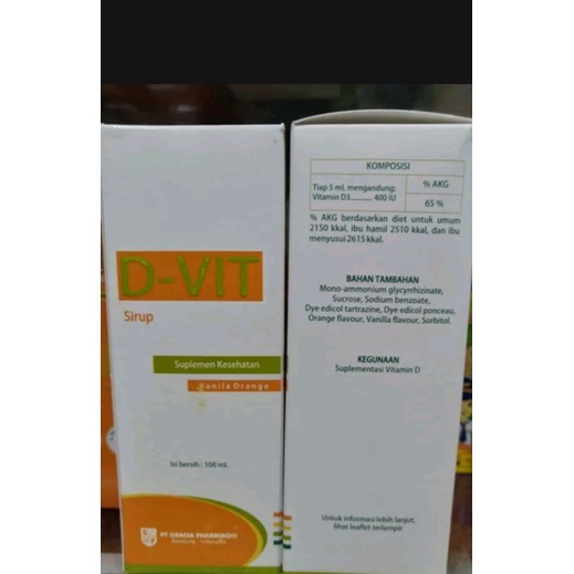 Jual D-Vit Syrup 100 mL Vitamin D3 Suplemen Imunitas Imun | Shopee ...