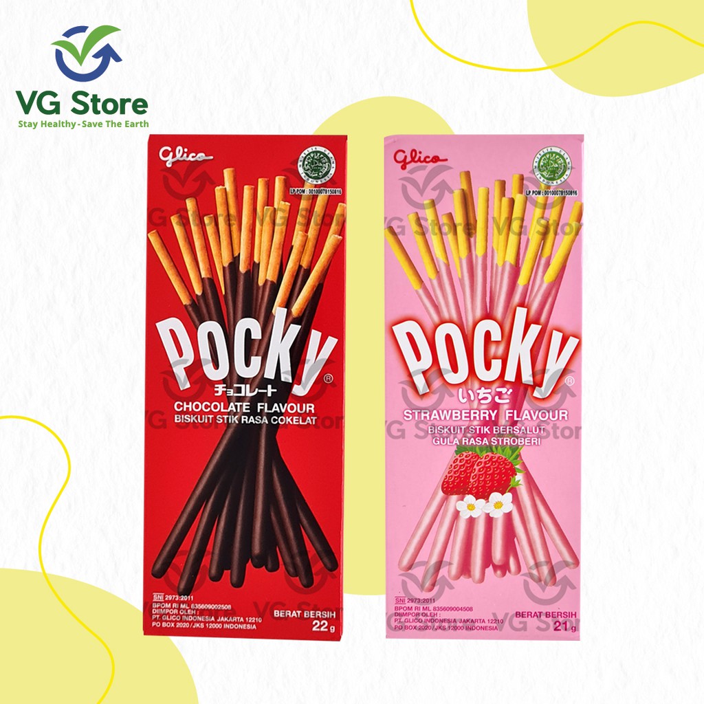 Jual biskuit pocky stik berlapis chocolatos / strawberry flavour 21gr ...