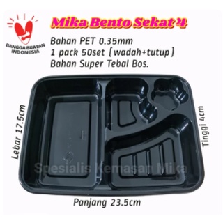 Jual [ 50 SET ] GRATIS PACKING KARDUS Mika Bento Sekat 4 Bintang / Tray ...