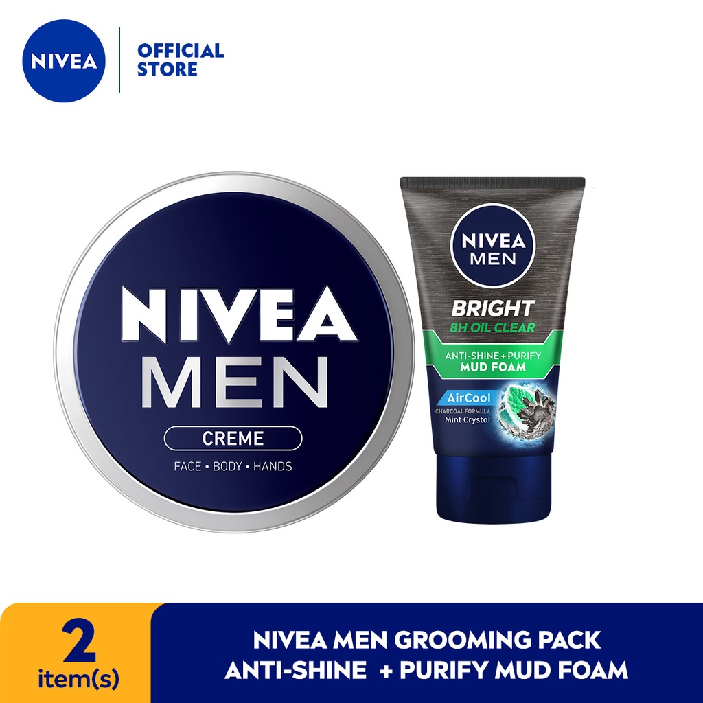 Jual NIVEA Men Crème 75mL + NIVEA Men Bright Oil Clear Anti-Shine ...