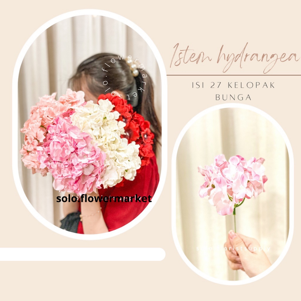 Jual 1 STEM Hydrangeas Artificial 1 Tangkai Bunga Plastik Buatan Hiasan ...