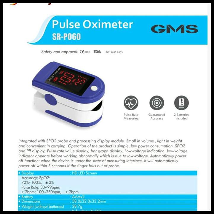 Jual Pulse Oximeter Serenity Sr-Po60 / Alat Saturasi Spo2 Pulse ...