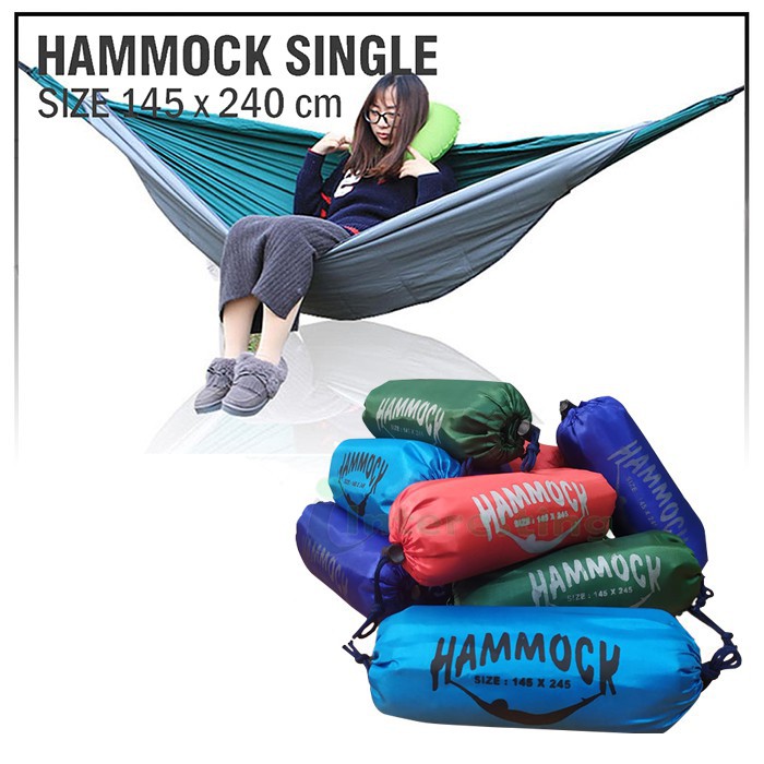 Jual Hammock Single Size 200x150 cm Full Bartex - Ayunan Gantung Dewasa Besar COD - Hamock Tebal ...