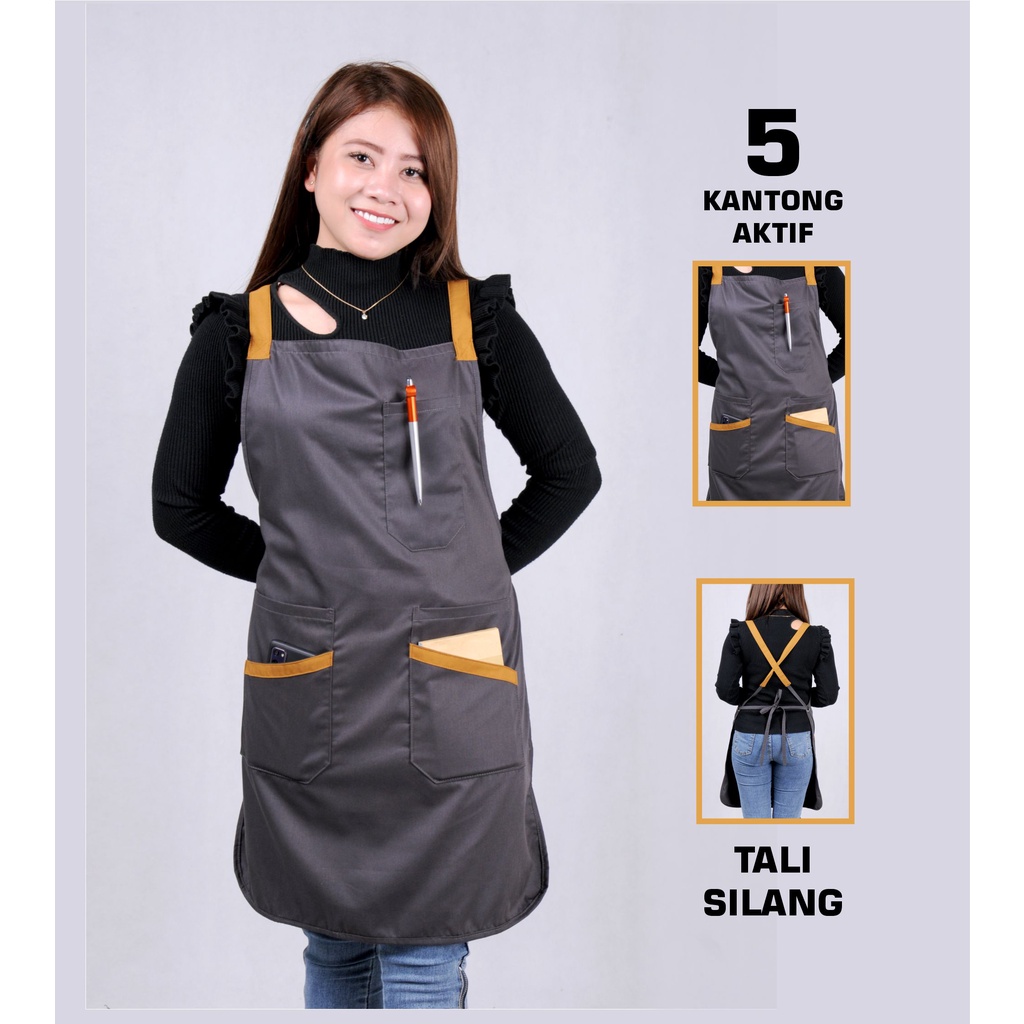 Jual CELEMEK APRON BARISTA CELEMEK MASAK APRON KAIN CELEMEK KAIN APRON ...