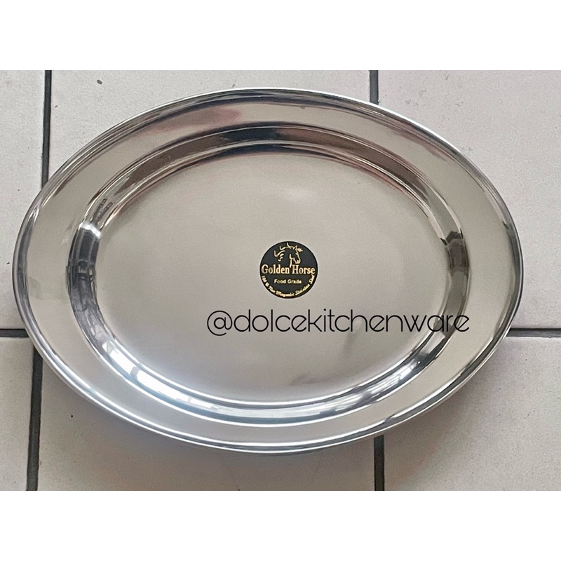 Jual Piring Lodor Oval Piring Saji Ikan Stainless Steel Food Grade 30 cm | Shopee Indonesia