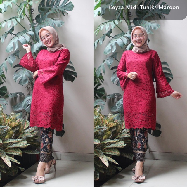 Jual keyza midi tunik brukat cord/ rok plisket premium/ baju kondangan ...
