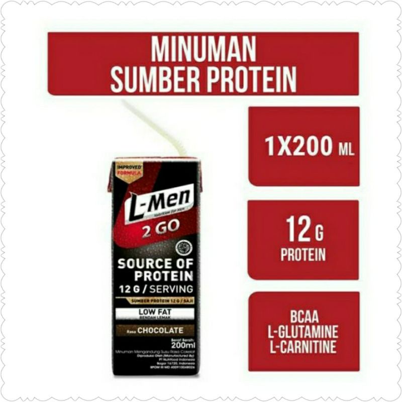 Jual L-Men 2 Go Whey Protein Chocolate 200ml 1 dus Ready to Drink ...
