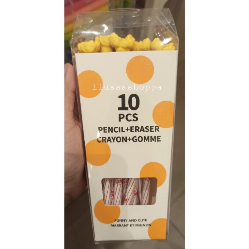 Jual Pensil + Eraser Miniso - Pencil + Eraser Miniso (10 pcs) | Shopee ...