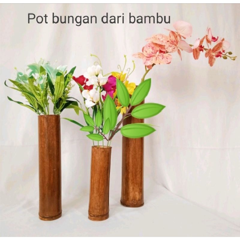 Jual pot bunga dari bambu,vas bunga kaca,vas bambu | Shopee Indonesia