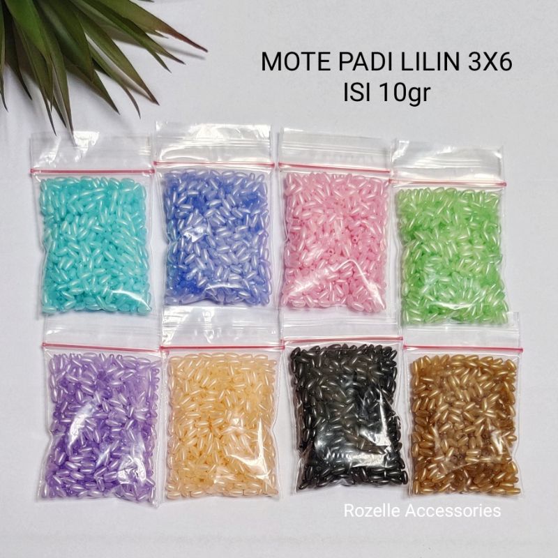 Jual [10gr] MOTE MANIK PADI UK 3X6MM WARNA PASTEL/MOTE BERAS PASTEL UK ...