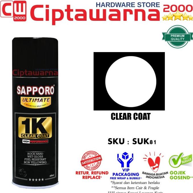 Jual Cat Saporo Sapporo Ultimate K81 PU 1K Clear Gloss Sapporo Spray 400ML | Shopee Indonesia