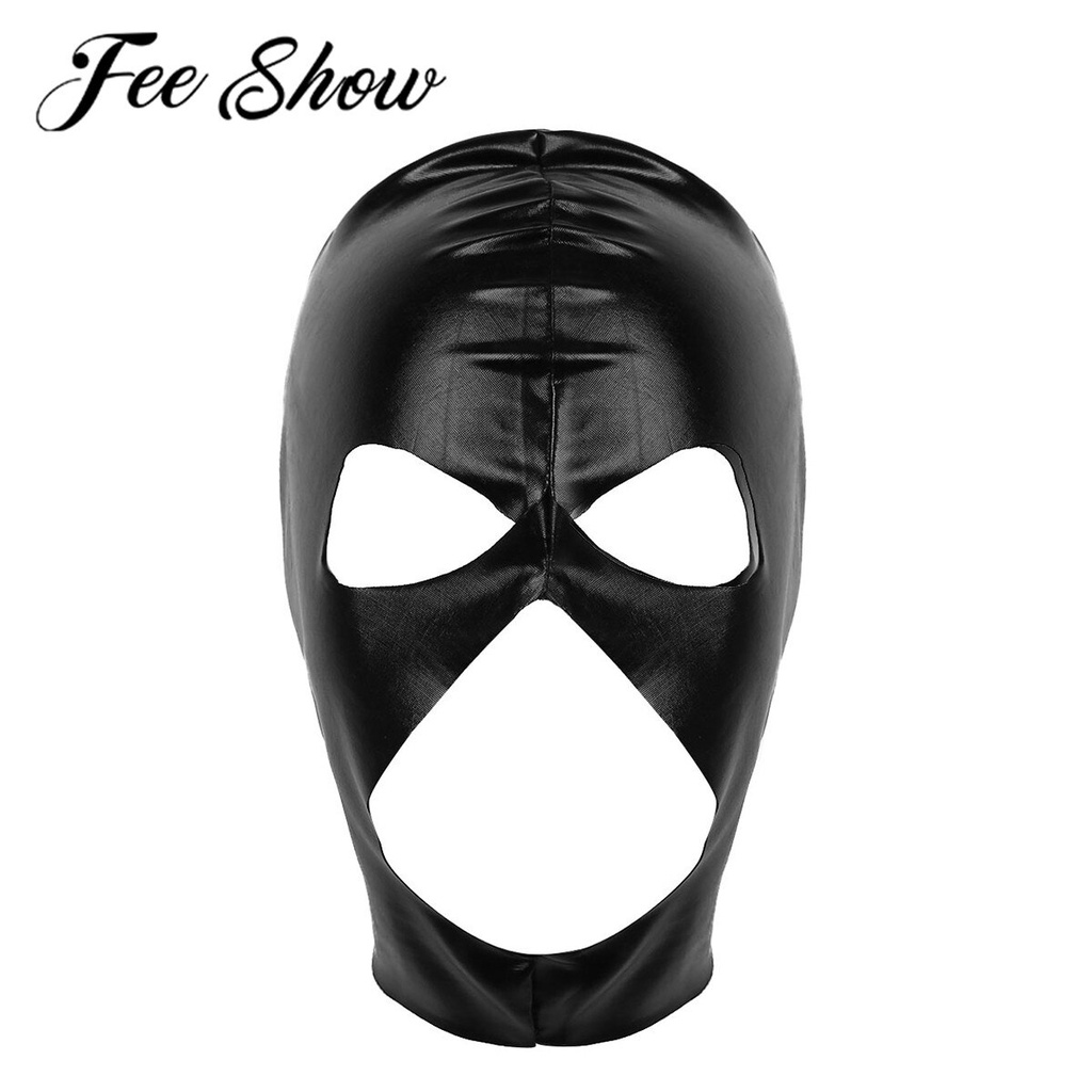Jual PREORDER Men Adults Black Patent Leather Masks Open Eyes Nose ...