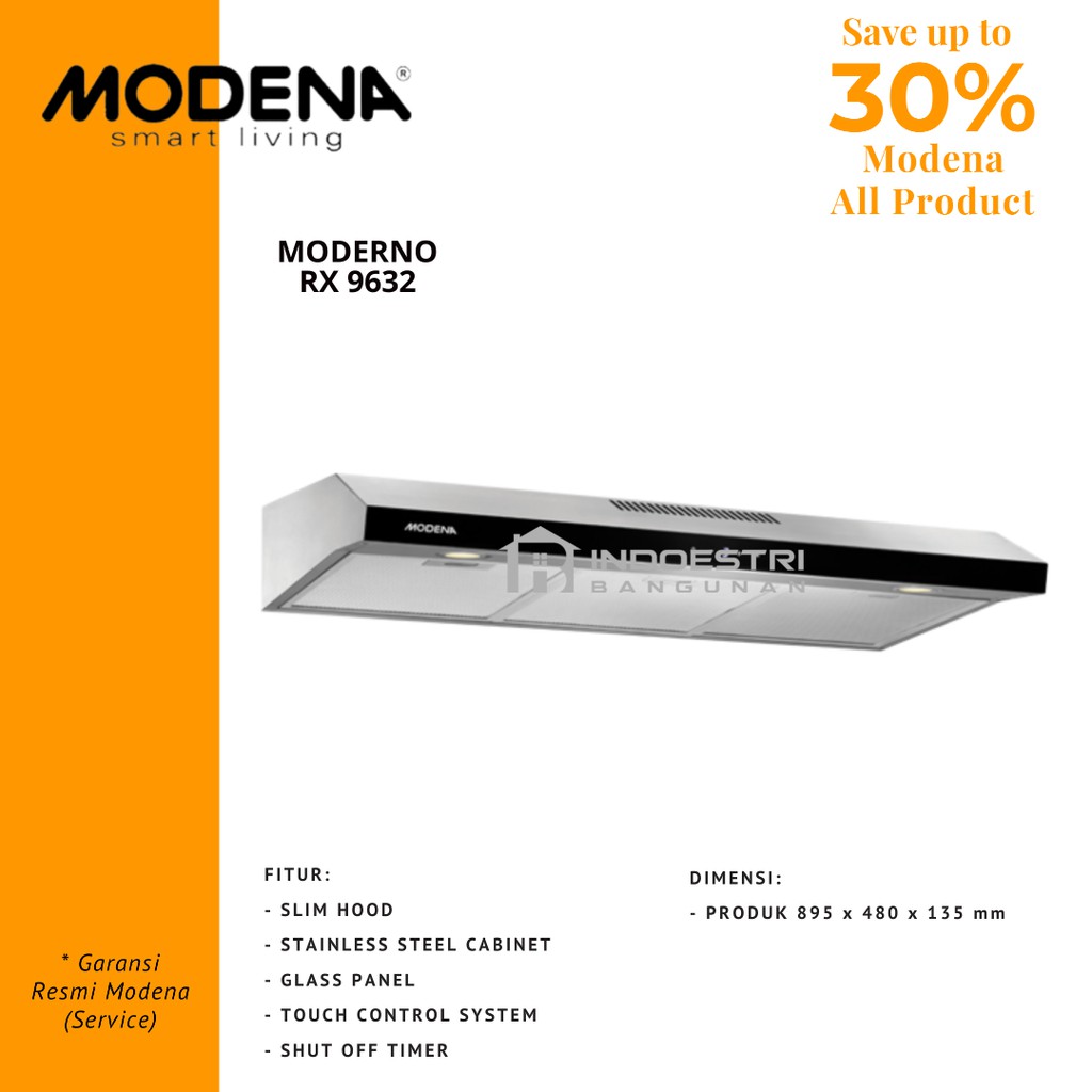 Jual Slim Hood Modena RX 9632 / Cooker Hood Modena RX 9632 Moderno (90 ...