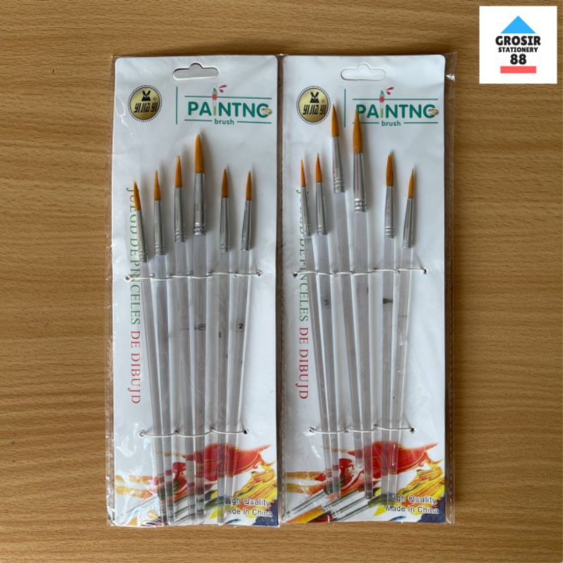 Jual Kuas Lukis Set isi 6 Lancip Papak Bening | Shopee Indonesia