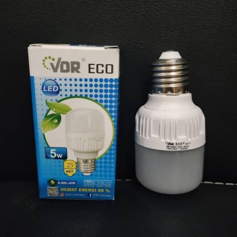 Jual Lampu Bohlam LED kapsul VDR ECO 5 Watt Cahaya Putih | Shopee Indonesia