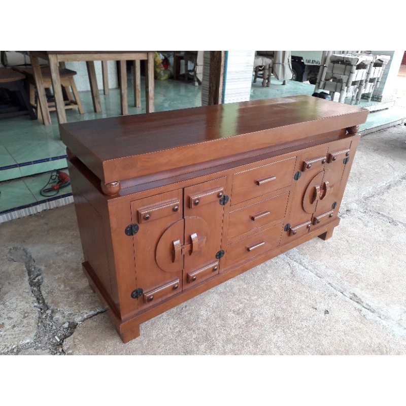 Jual bufet becak kayu jati 150 cm, freeongkir pulau jawa | Shopee Indonesia