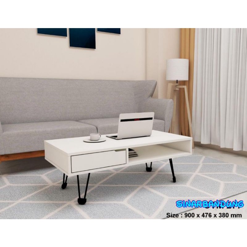 Jual MEJA TAMU PUTIH MINIMALIS / COFFEE TABLE | Shopee Indonesia