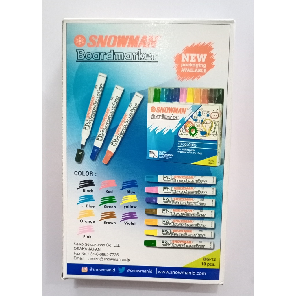 Jual (Per Kotak) Spidol Snowman Non Permanent BG-12 | Shopee Indonesia