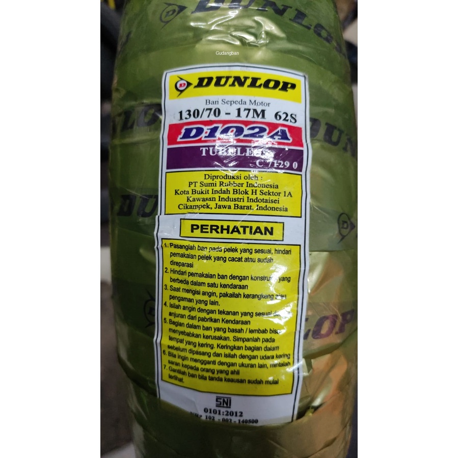 Jual Ban luar D102 130 70 17 Dunlop D102A Tubeless motor vixion ninja ...