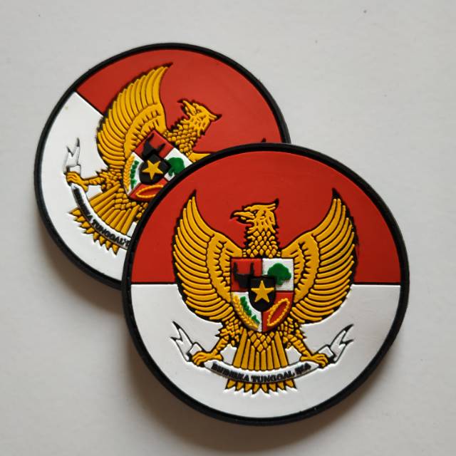Jual Patch rubber GARUDA bulat dasar merah putih / tempelan karet ...